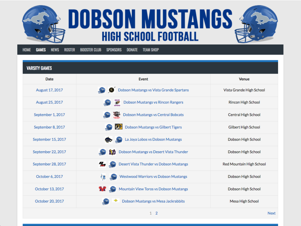 Dobson Mustangs Football Team | Web Development Case Study